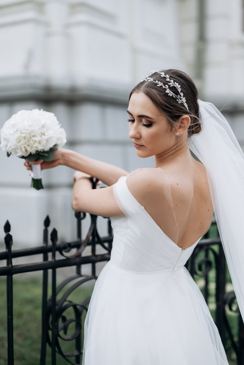 Double Tiara Band for Bride, crystal halo Wedding Tiara, headband Vine ...