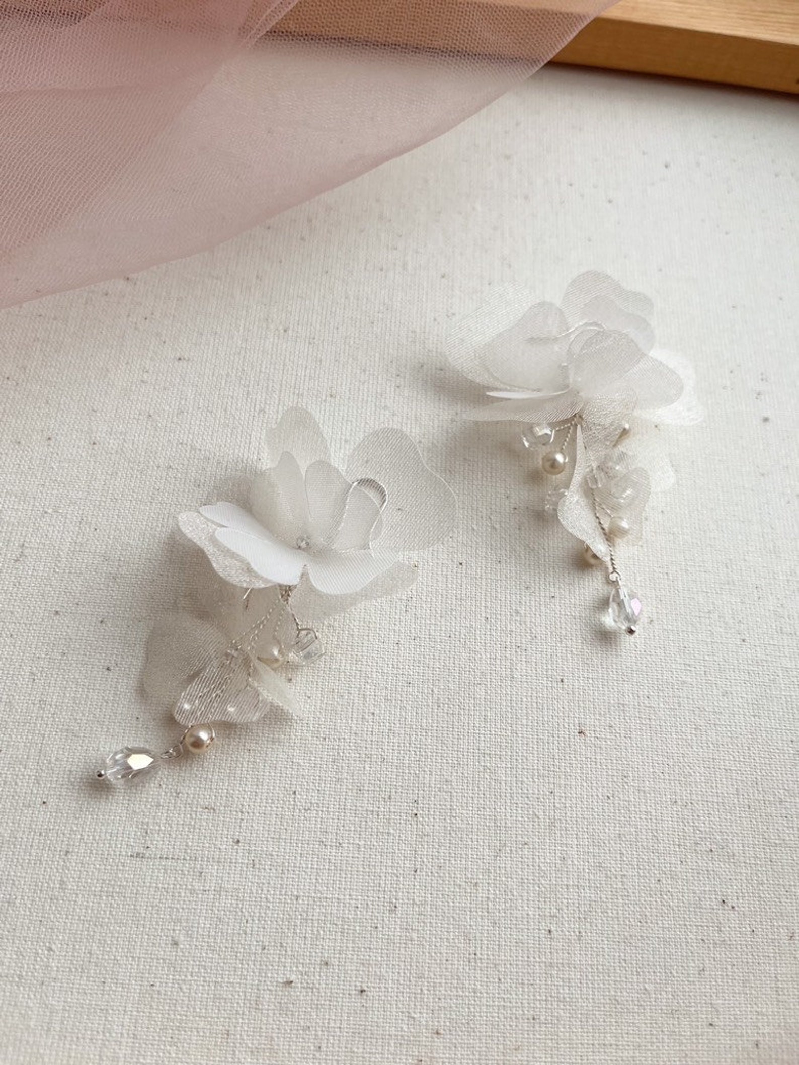 Blossom Wedding Silk Earring Fabric Silk Petal Earrings - Etsy