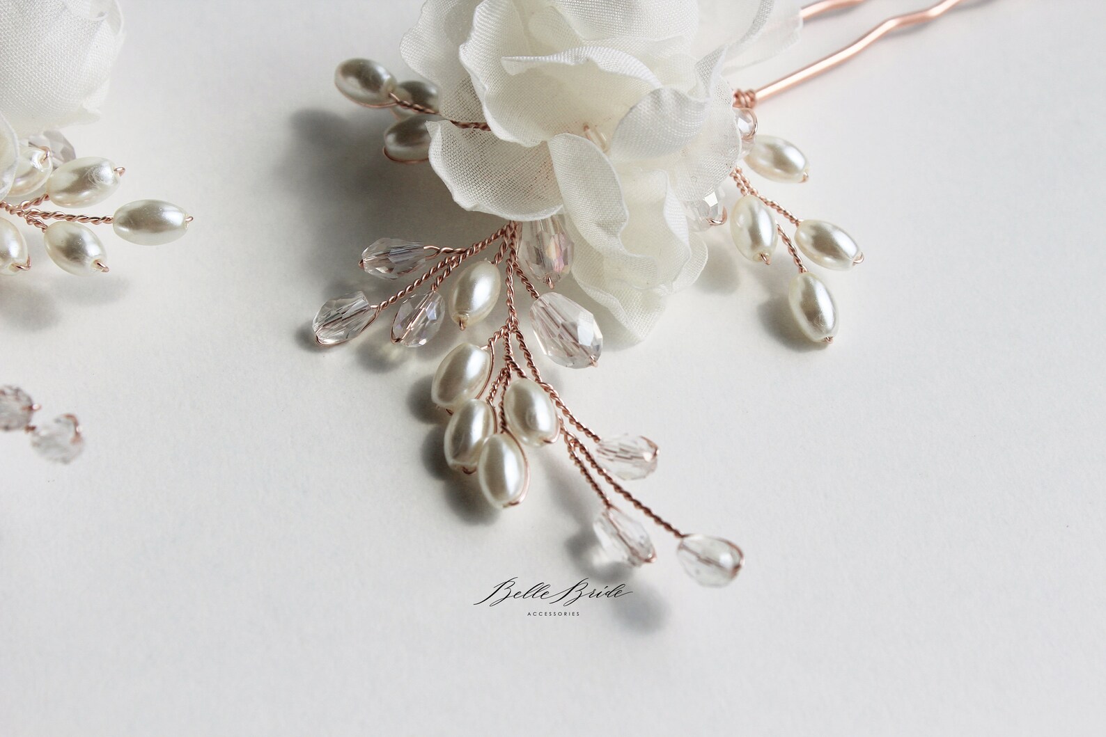 Flowers Fabric Pin, Chiffon Floral Ivory Hair Pin, Blossom Bridal Hair ...