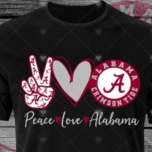 Peace Love Alabama Svg - Etsy