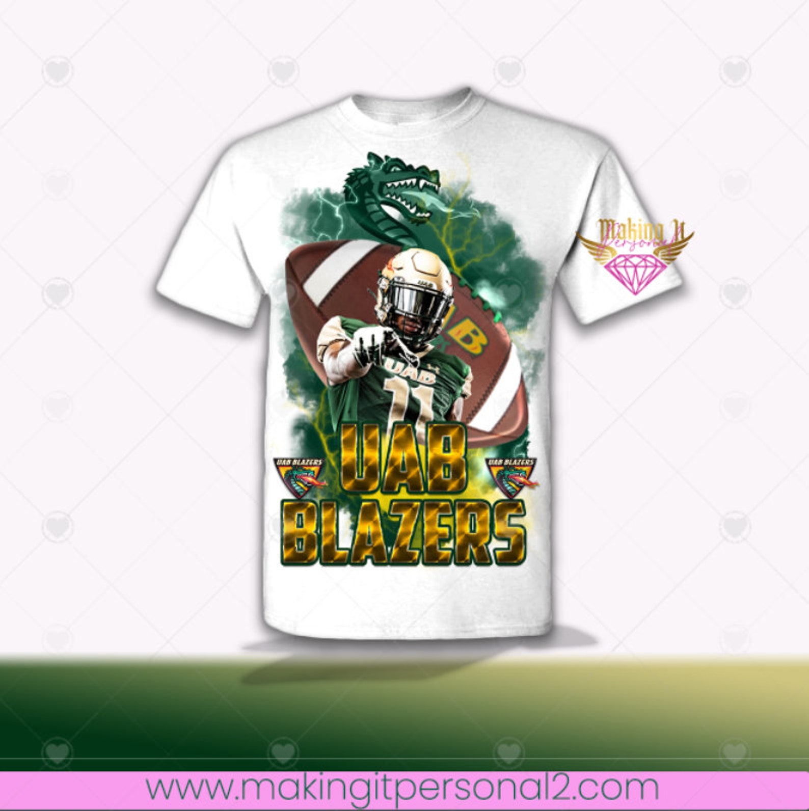 Oversized Football Team Shirts, Customized Team Mascots, UAB Blazers ...