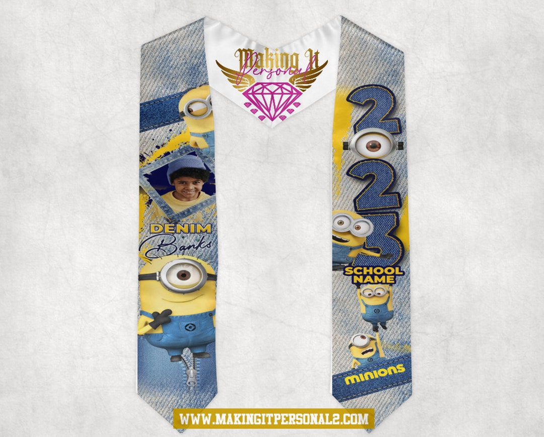 Minion Inspired Kid Grad Stole, Custom Allover Graduation Stole ...