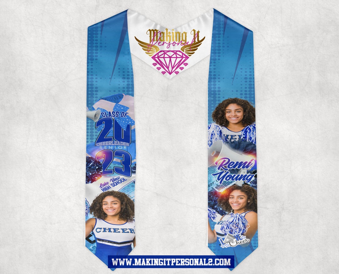 Cheer Graduation Stole, Custom All Over Graduation Stole, Picture ...