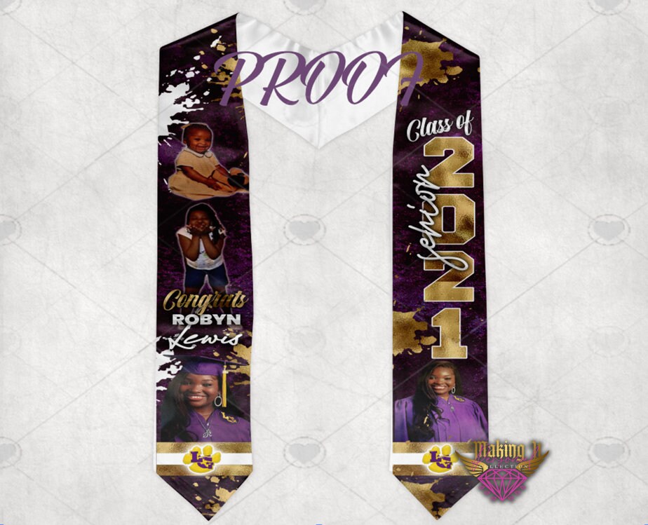 Personalized Graduation Stole, Custom All Over Graduation Stole ...