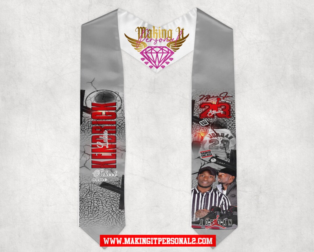 Jordan Inspired Graduation, Custom All Over Graduation Stole, Picture ...