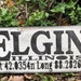 Elgin Illinois GPS Sign Latitude Longitude Town Sign Rustic - Etsy