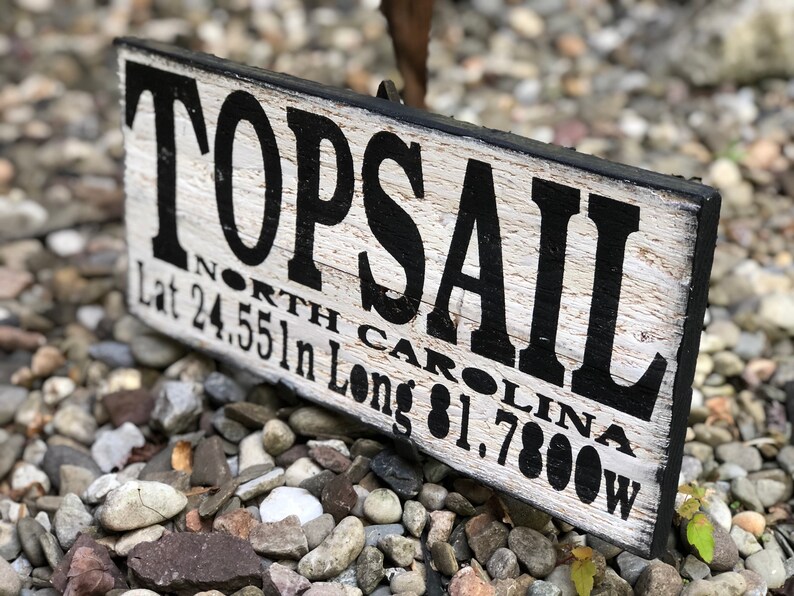 Topsail North Carolina Unique Beach Sign Longitude Latitude | Etsy