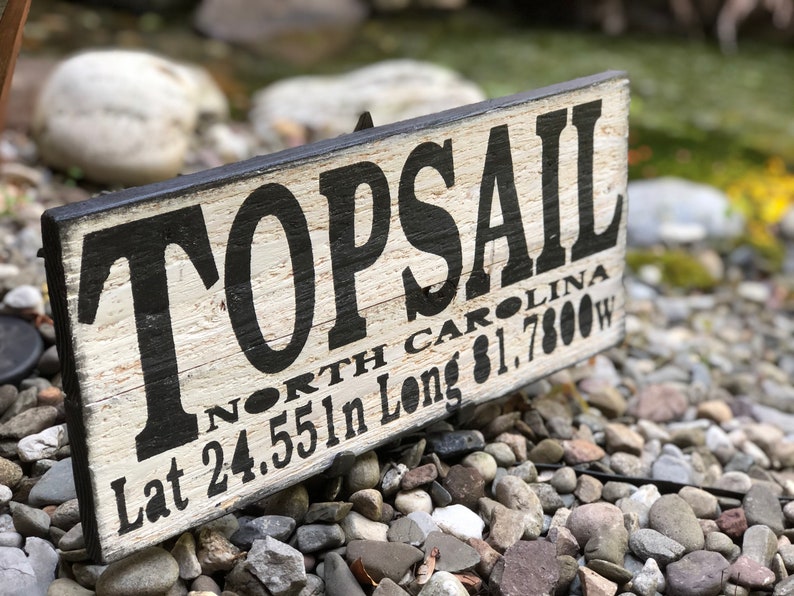 Topsail North Carolina Unique Beach Sign Longitude Latitude | Etsy