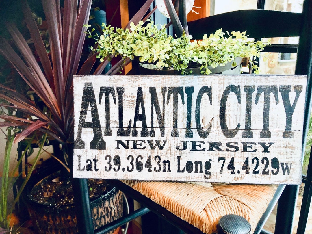 Atlantic City New Jersey Unique Beach Sign Latitude Longitude - Etsy