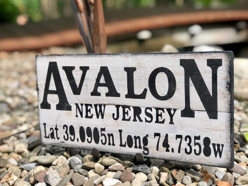 Avalon New Jersey Sign Latitude Longitude Sign Town Sign - Etsy