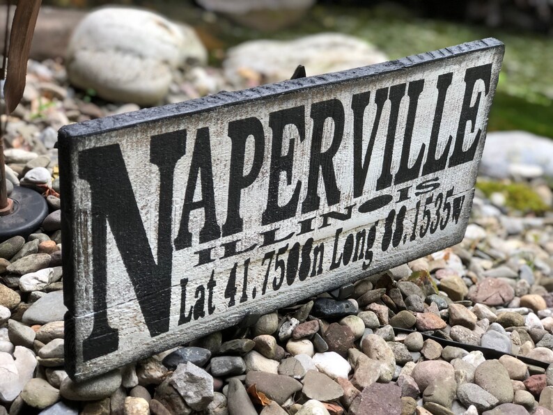 Naperville Illinois Latitude Longitude Sign Custom GPS Sign - Etsy