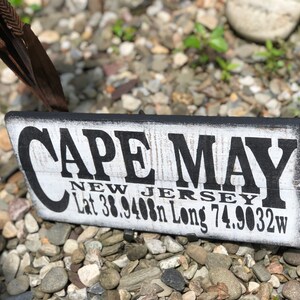 Cape May New Jersey Sign Latitude Longitude Sign Town Sign | Etsy
