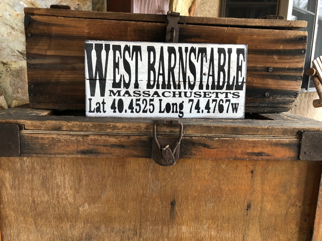 West Barnstable Massachusetts Sign, Latitude Longitude Sign, Town Sign ...
