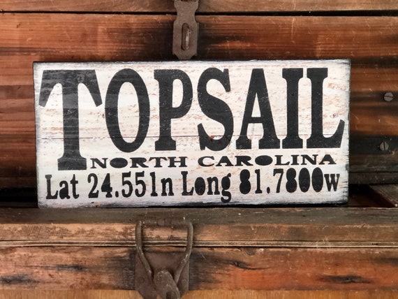 Topsail North Carolina Unique Beach Sign Longitude Latitude | Etsy