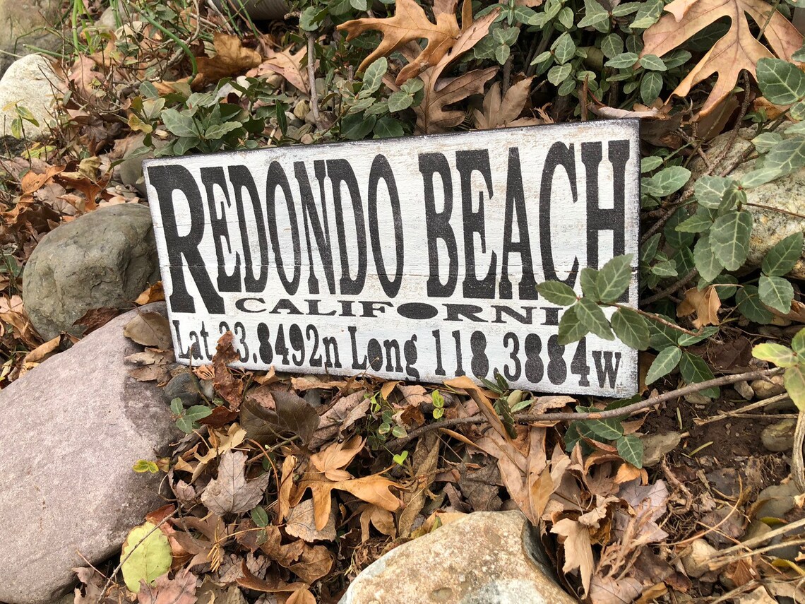 Redondo Beach California Sign Town Sign Latitude Longitude - Etsy