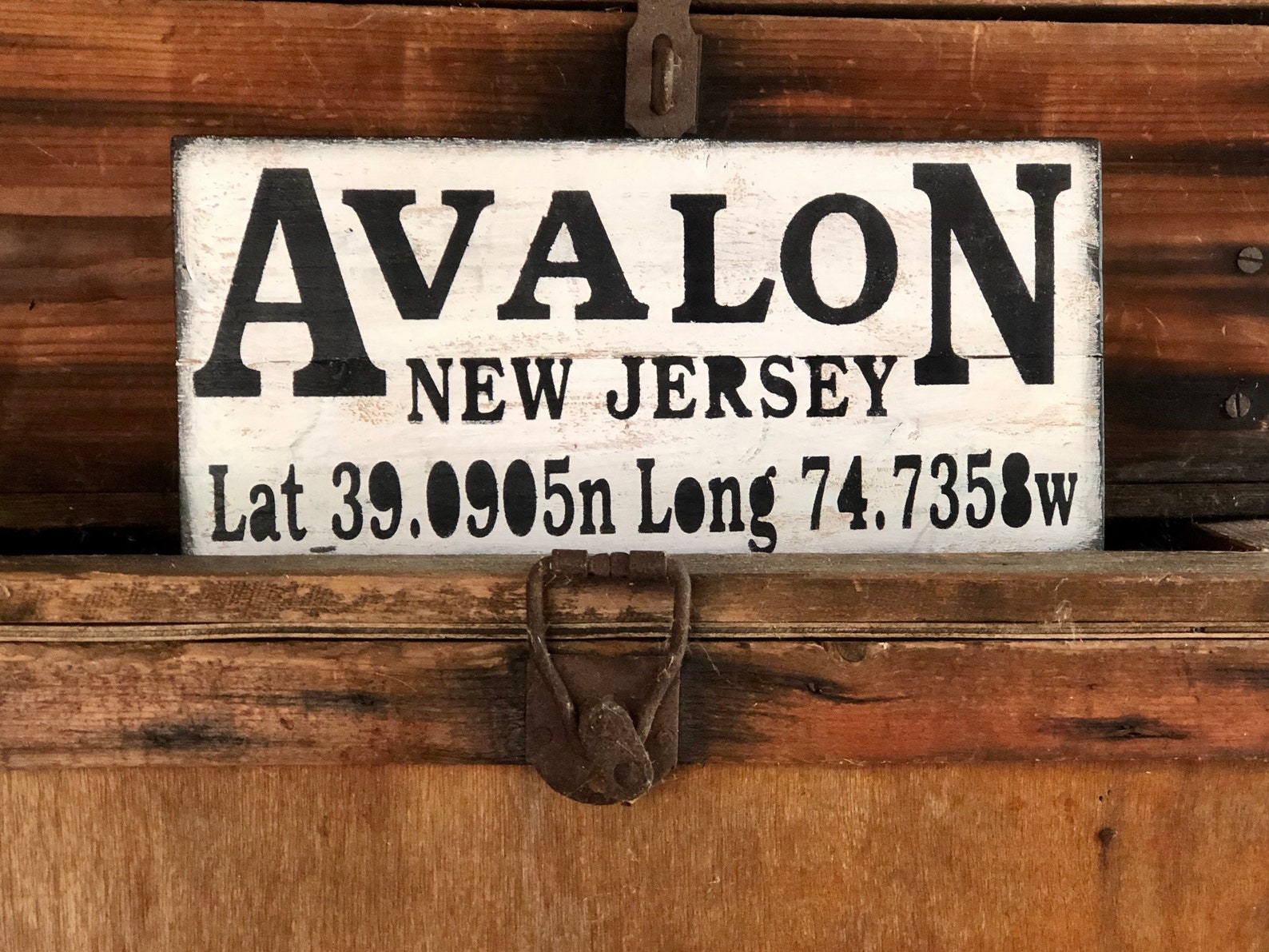 Avalon New Jersey Sign Latitude Longitude Sign Town Sign - Etsy