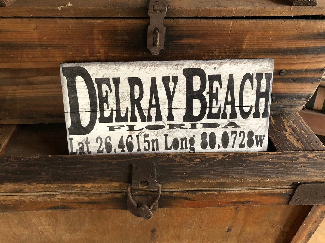 Delray Beach Florida Personalized GPS Sign, Unique Beach Wall Decor ...