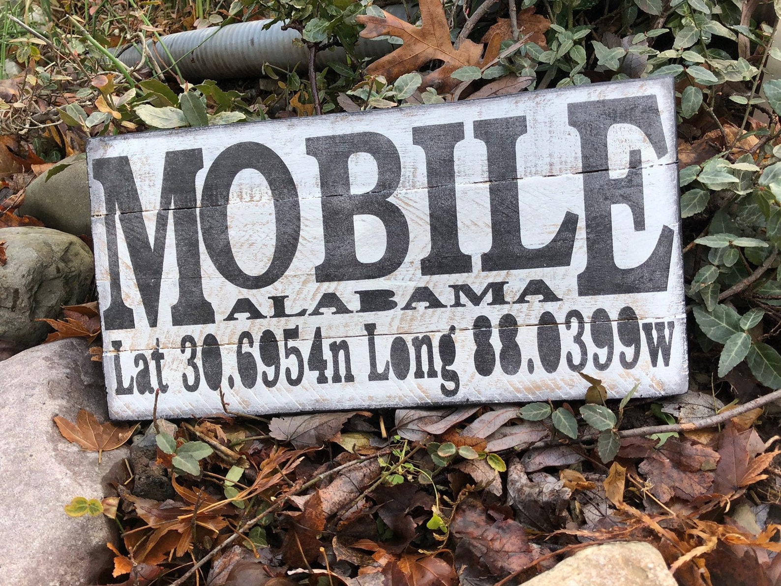 Mobile Alabama Sign Latitude Longitude Sign Unique Rustic - Etsy