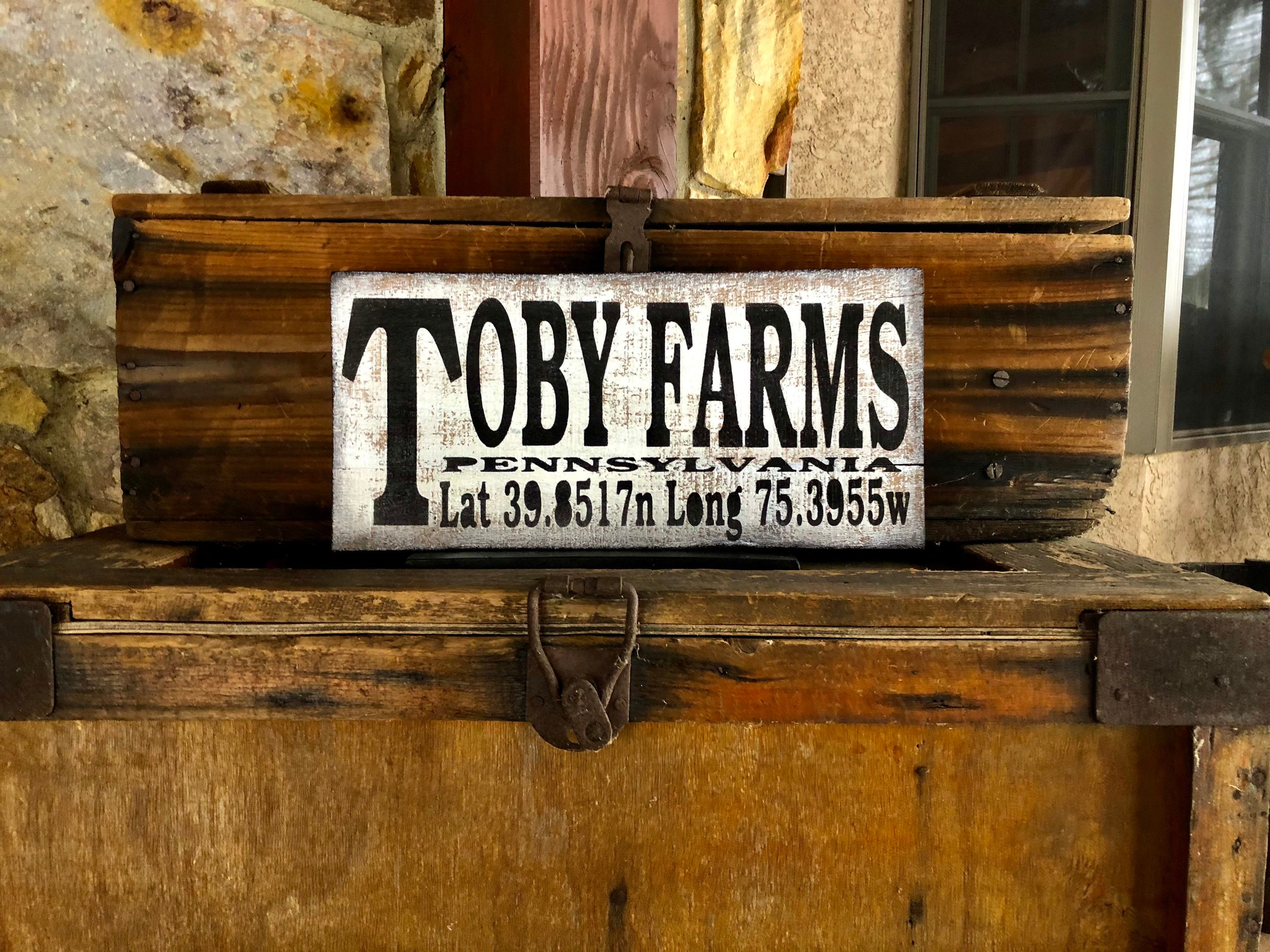Toby Farms Pennsylvania Sign Latitude Longitude Sign Town | Etsy