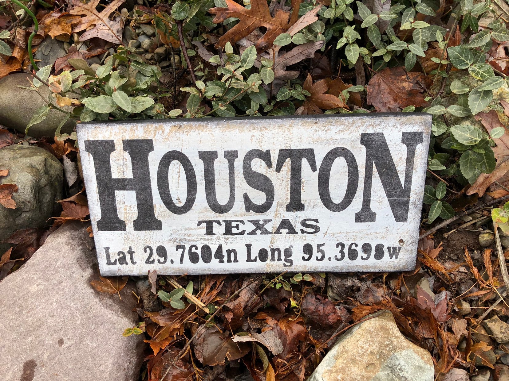 Houston Texas Sign Latitude Longitude Sign Town Sign Unique - Etsy UK