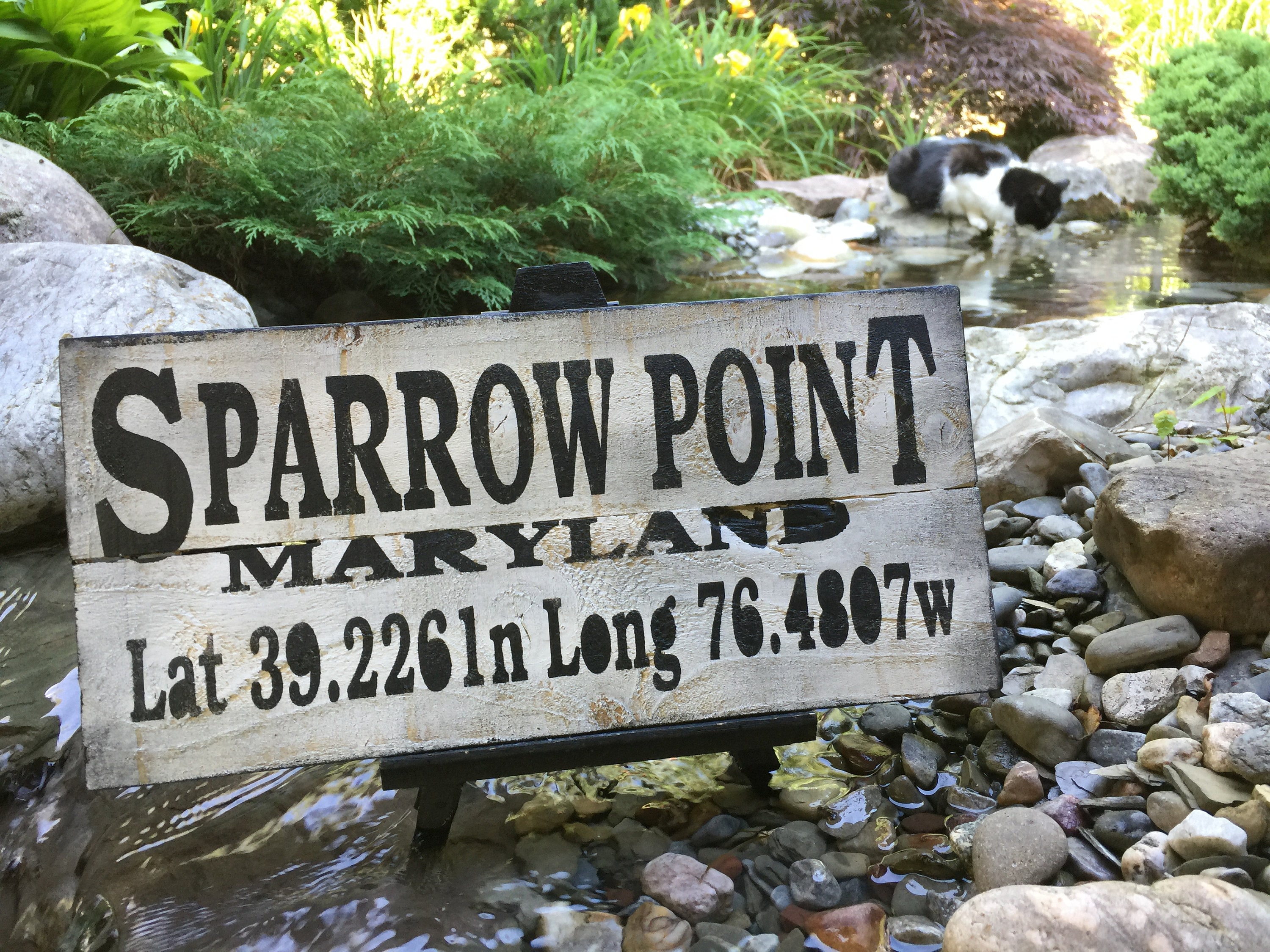 Sparrow Point Maryland Sign Latitude Longitude Sign Town | Etsy