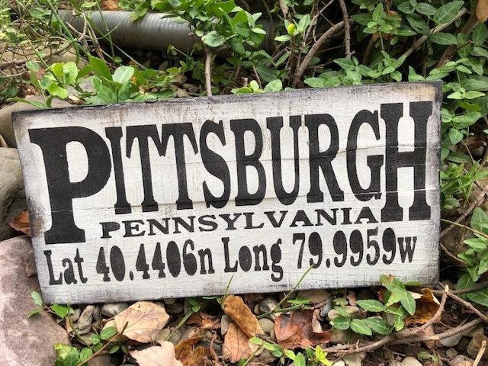 Pittsburgh Pennsylvania Sign Latitude Longitude Town Sign - Etsy UK