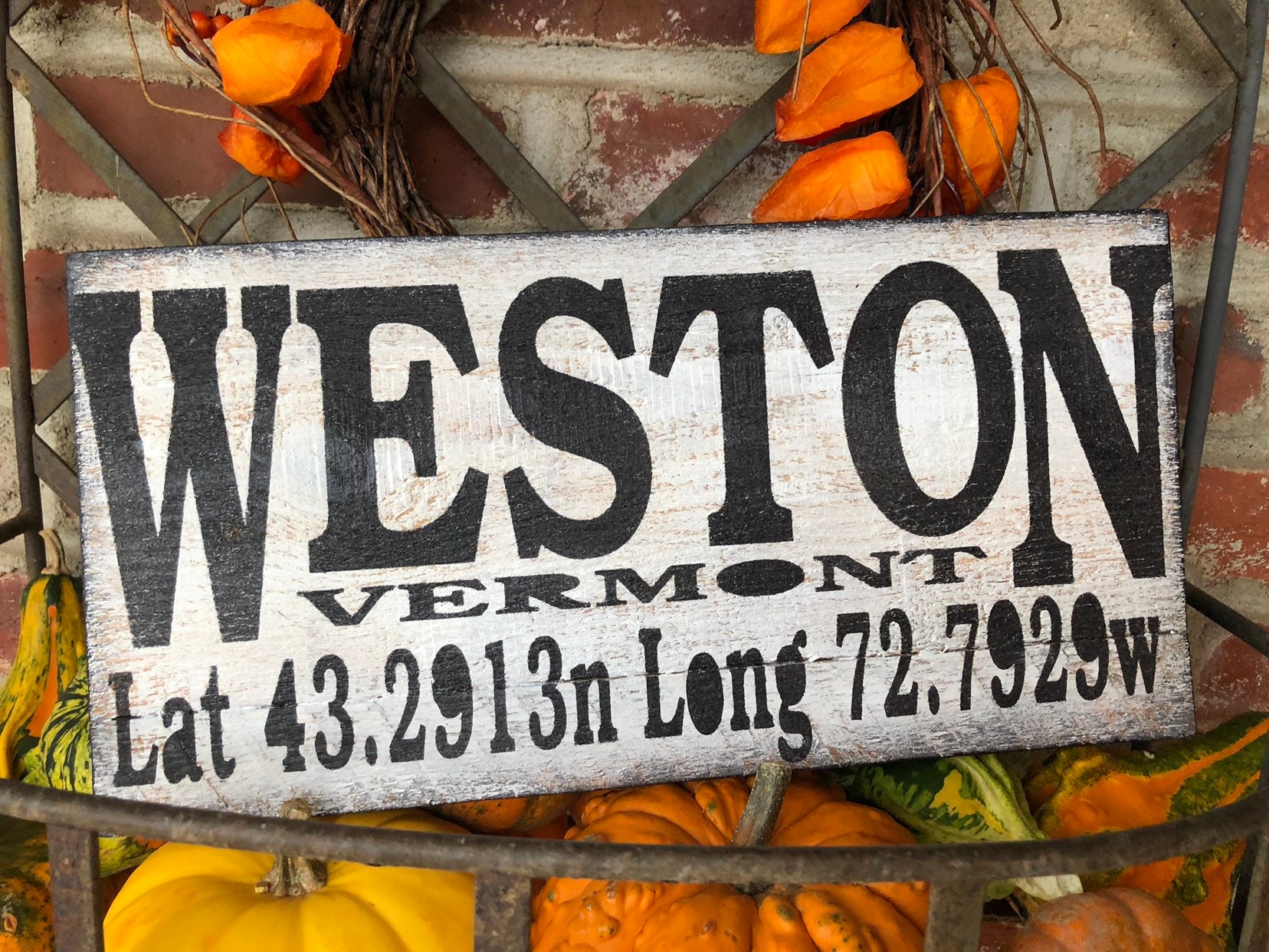 Weston Vermont Sign Unique Wood Longitude Latitude Sign - Etsy.de