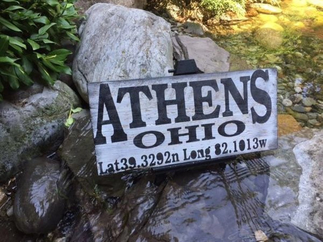 Athens Ohio Sign Latitude Longitude Sign Town Sign Unique - Etsy