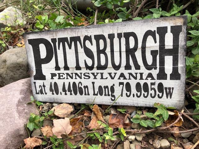 Pittsburgh Pennsylvania Sign Latitude Longitude Town Sign | Etsy