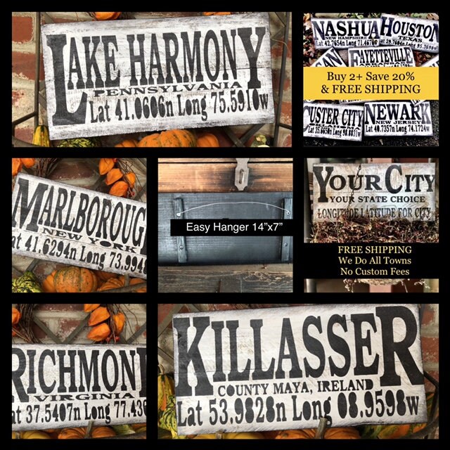 Weston Vermont Sign Unique Wood Longitude Latitude Sign | Etsy