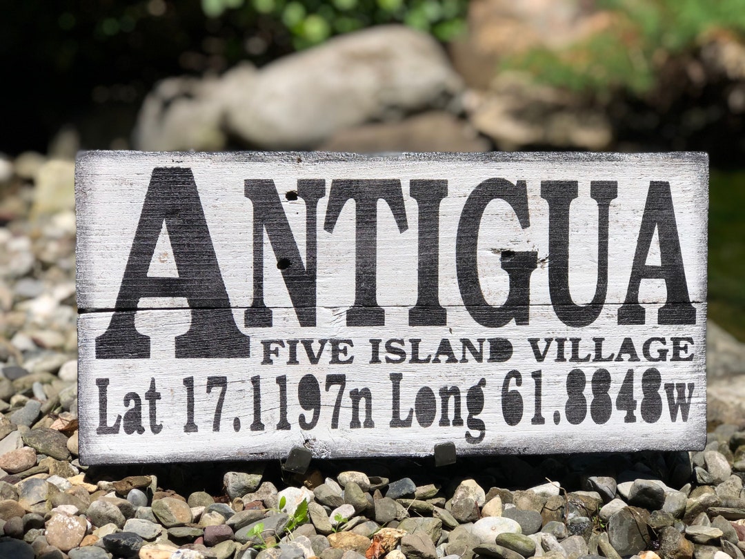 Antigua Sign Latitude Longitude Sign Town Sign Unique - Etsy