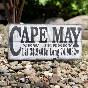 Cape May New Jersey Sign Latitude Longitude Sign Town Sign | Etsy