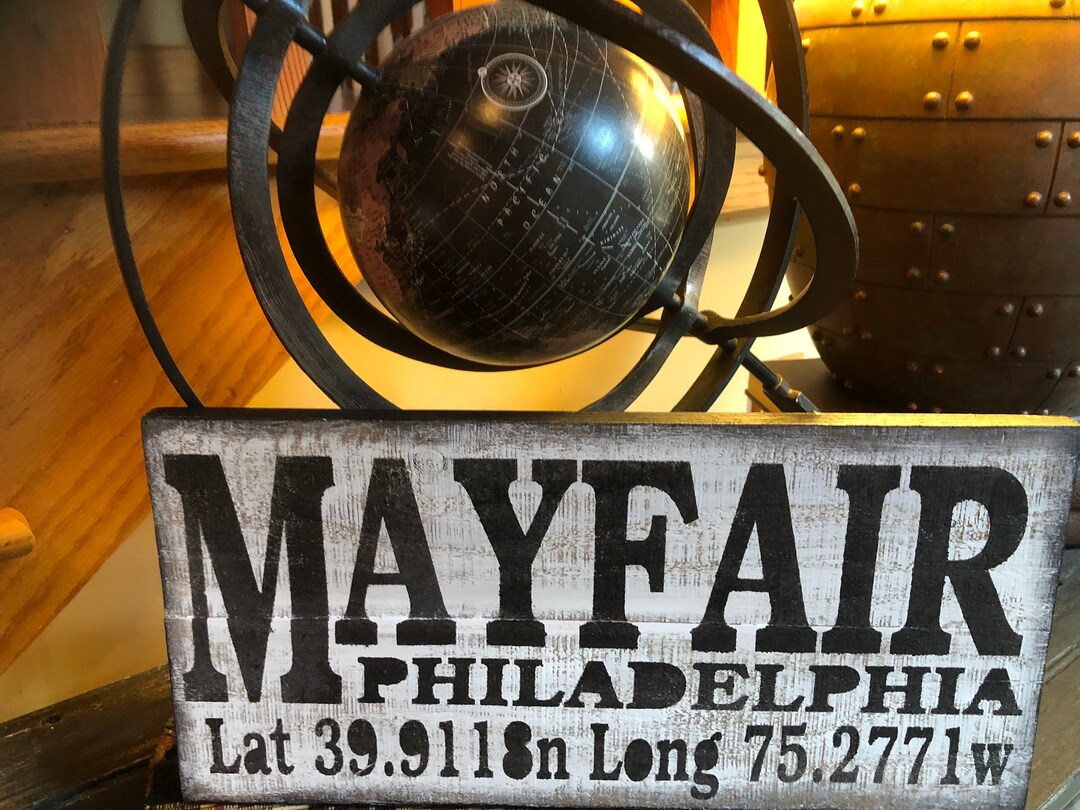 Mayfair Pennsylvania Sign Latitude Longitude Sign Town Sign - Etsy