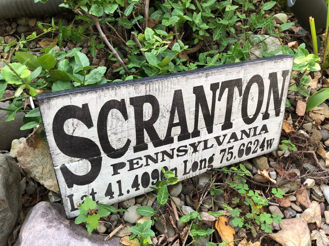 Scranton Pennsylvania Sign Latitude Longitude Sign Town - Etsy