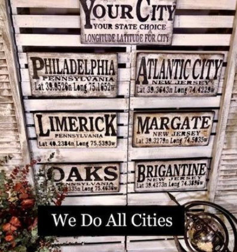 Pottstown Pennsylvania Sign Latitude Longitude Sign Town - Etsy