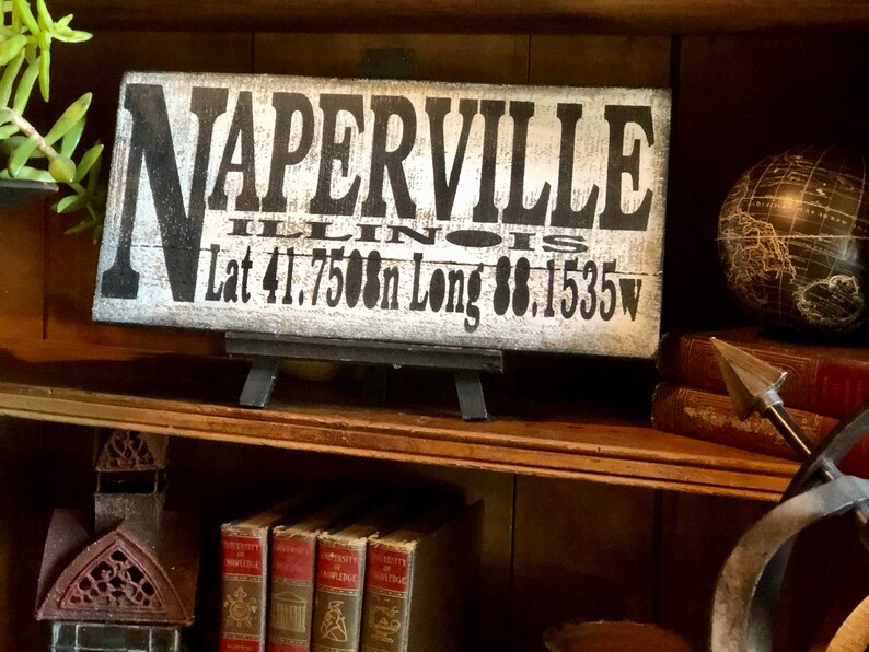 Naperville Illinois Latitude Longitude Sign Custom GPS Sign - Etsy