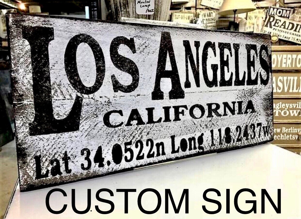 Large Town Sign Your City Made to Order GPS Coordinates Sign - Etsy
