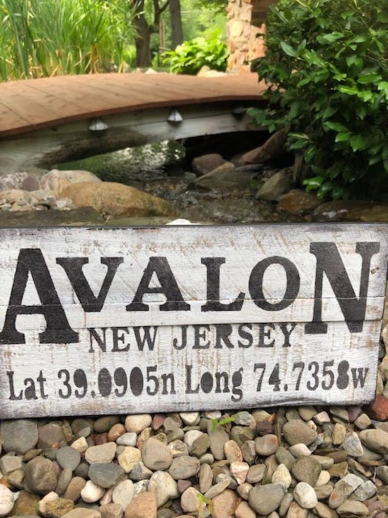 Avalon New Jersey Sign Latitude Longitude Sign Town Sign | Etsy