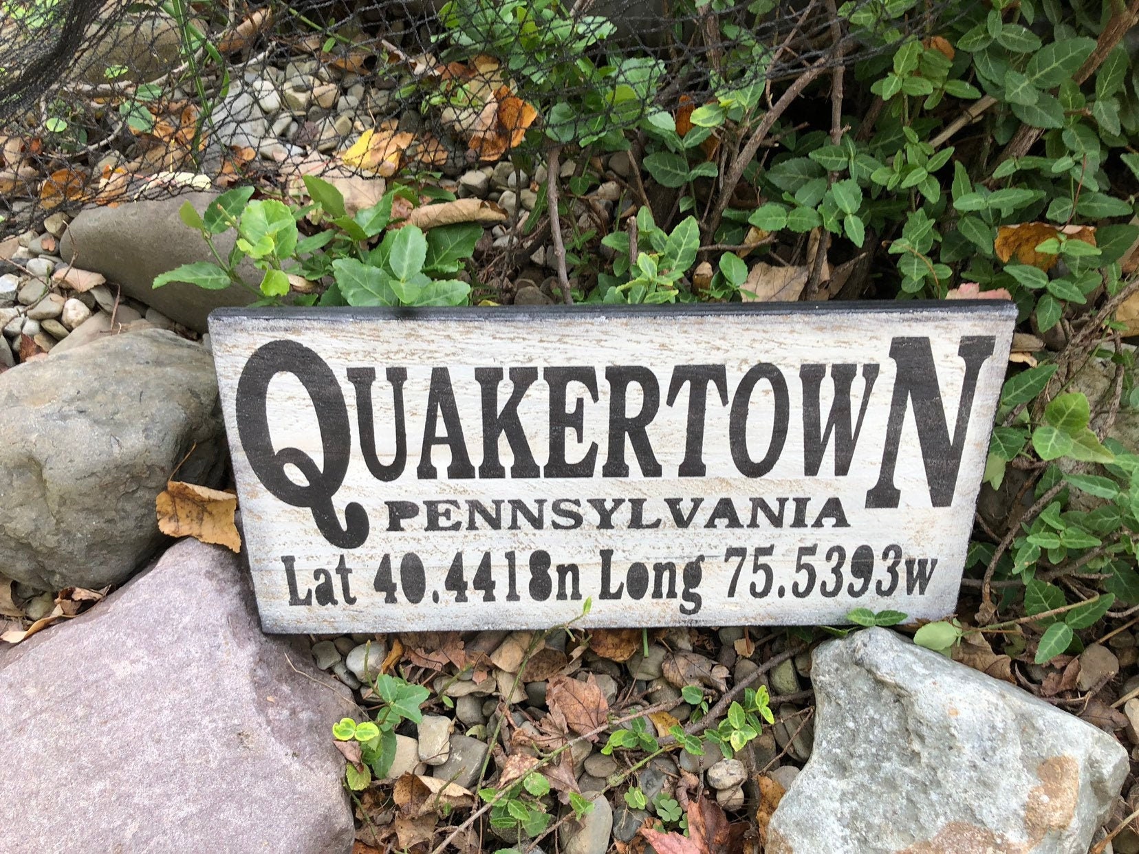 Quakertown Pennsylvania Sign Latitude Longitude Sign Town - Etsy