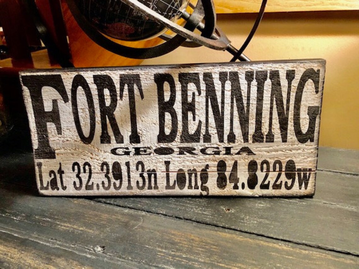 Fort Benning Georgia Sign Latitude Longitude Sign Town Sign | Etsy