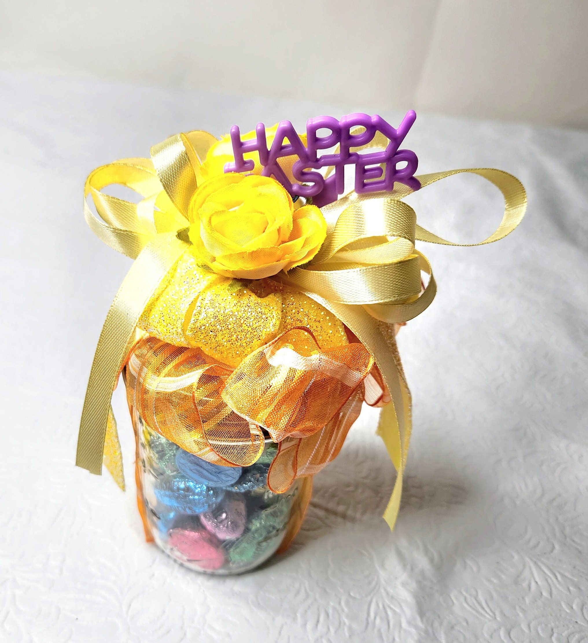 Easter Candy Gift in Ball Jars With Vibrant Bows - Etsy