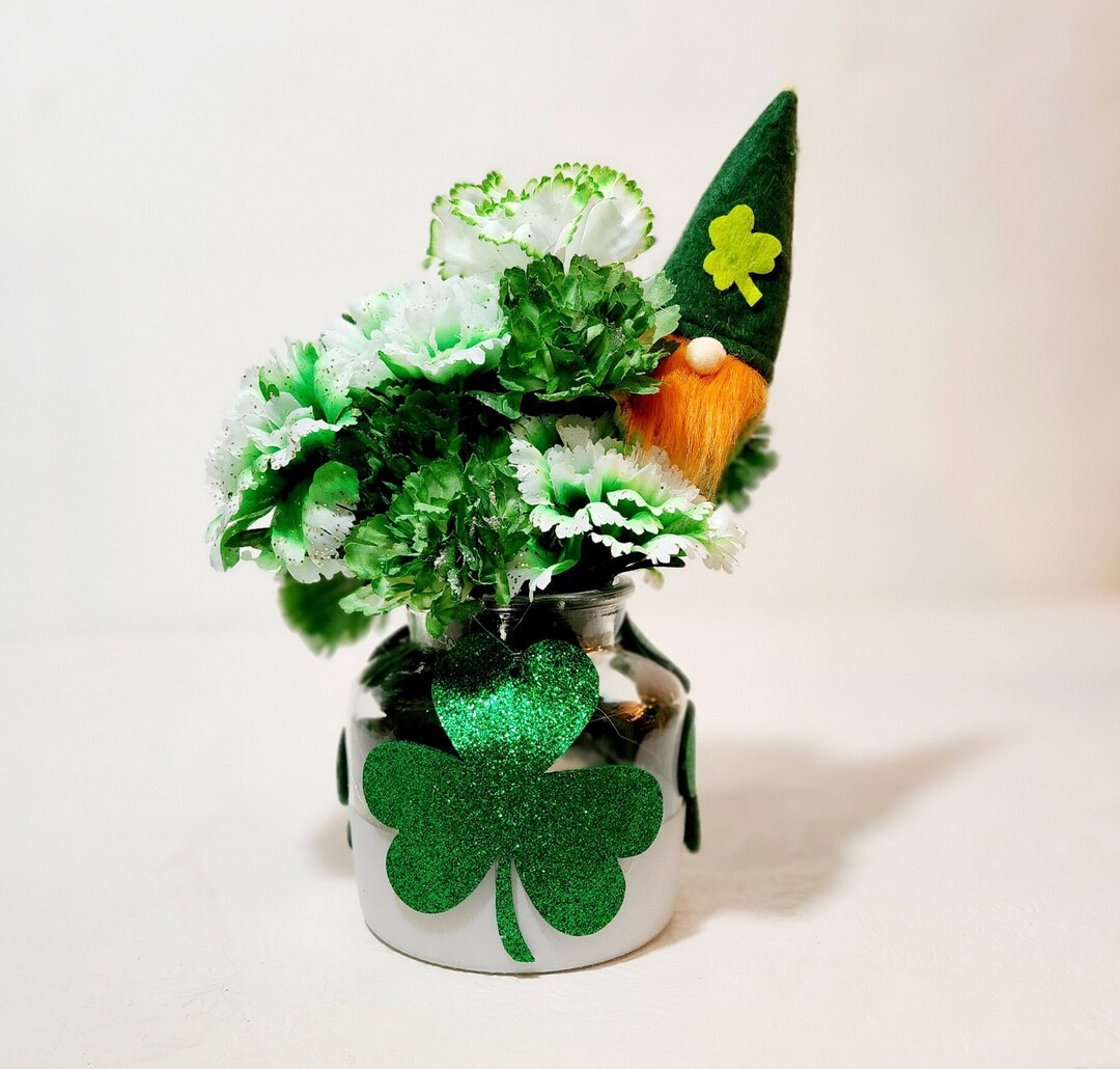 Irish Gnome Carnation Shamrock Centerpiece - Etsy