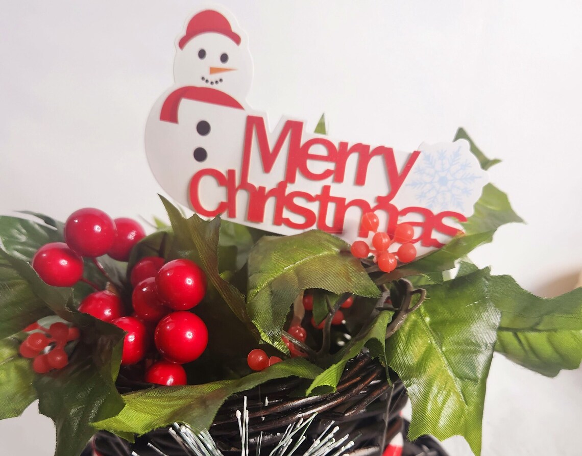 Christmas Silk Flower Arrangement Snowman Hat - Etsy