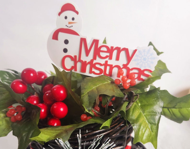 Christmas Silk Flower Arrangement Snowman Hat - Etsy