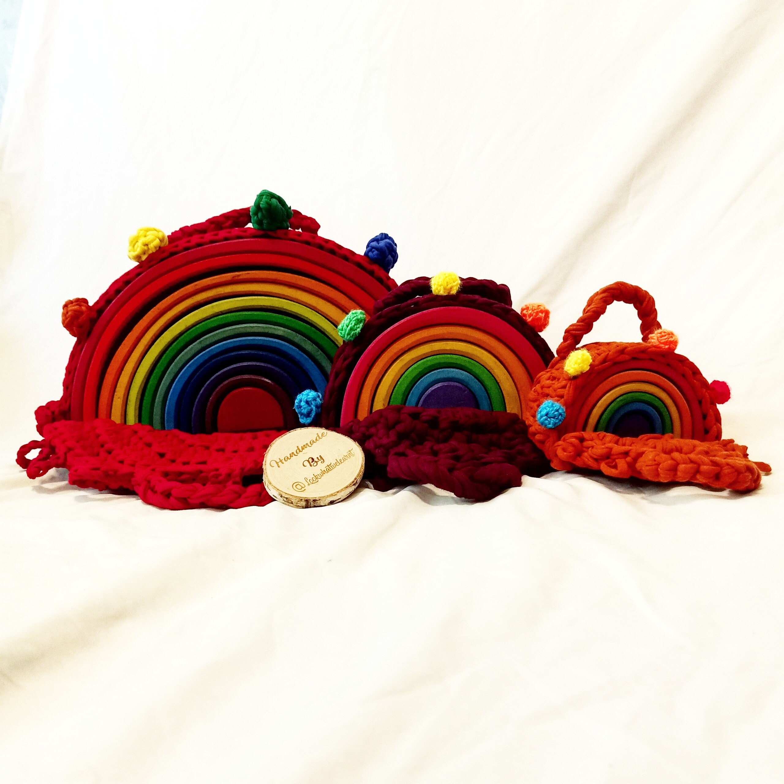 6 Piece Grimms Rainbow Carry Case, Wooden Rainbow Carry Case, Bag for ...