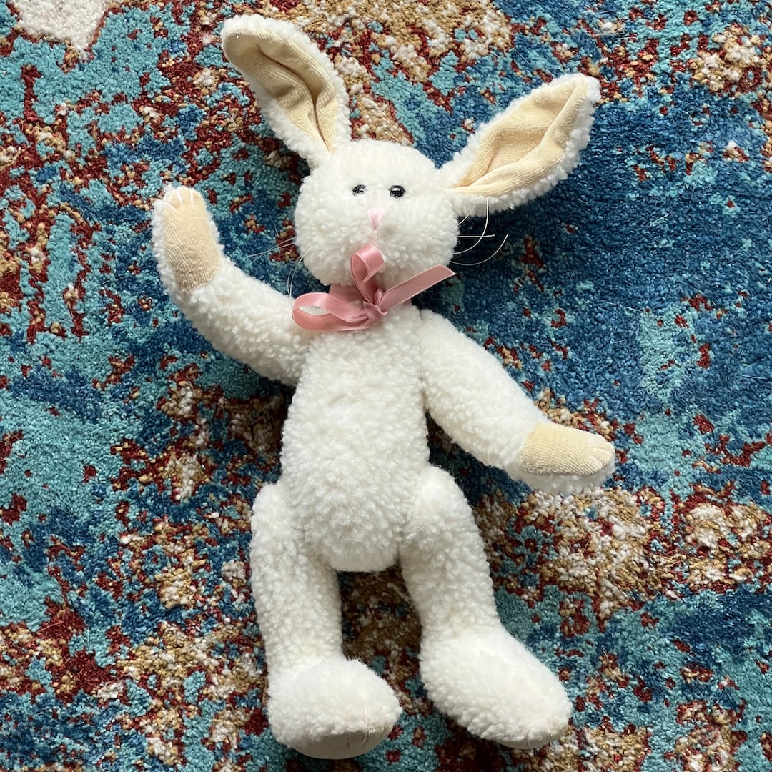 Bunny Rabbit, Boyds Bears Jointed, Posable, White, Sherpa, Stuffed ...