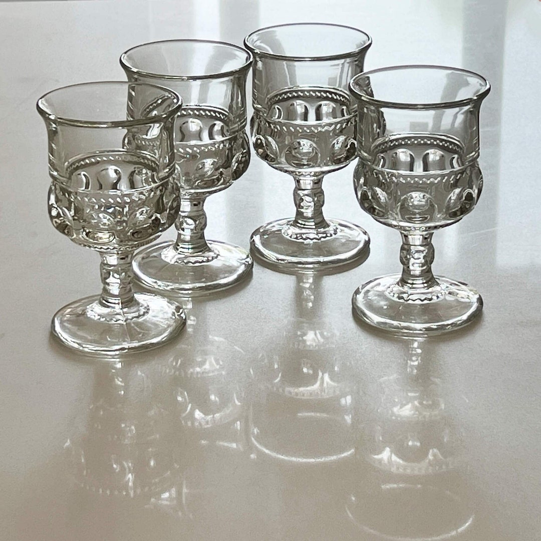 Water Goblets King's Crown Clear Thumbprint Goblets. Sets of 4 Goblets ...