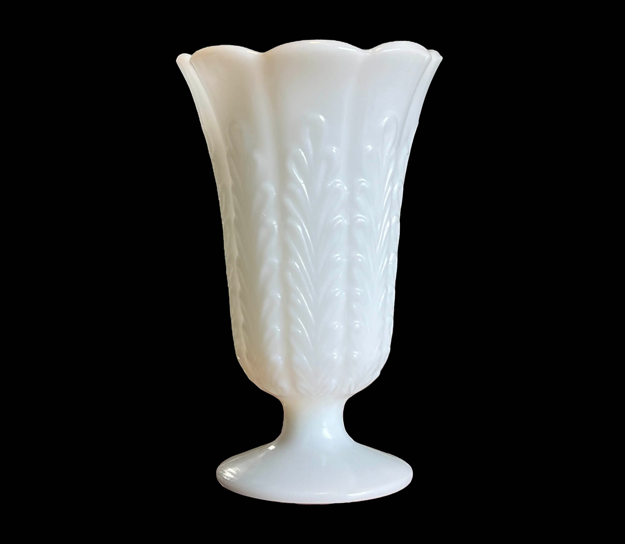 Vintage E.O. Brody Co. Milk Glass Flower Vase Scalloped - Etsy