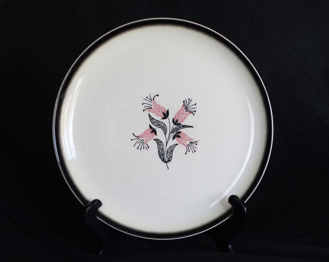 Stetson Dinner Plate STT73 Black and Pink Hand-painted Floral Plate. 9. ...