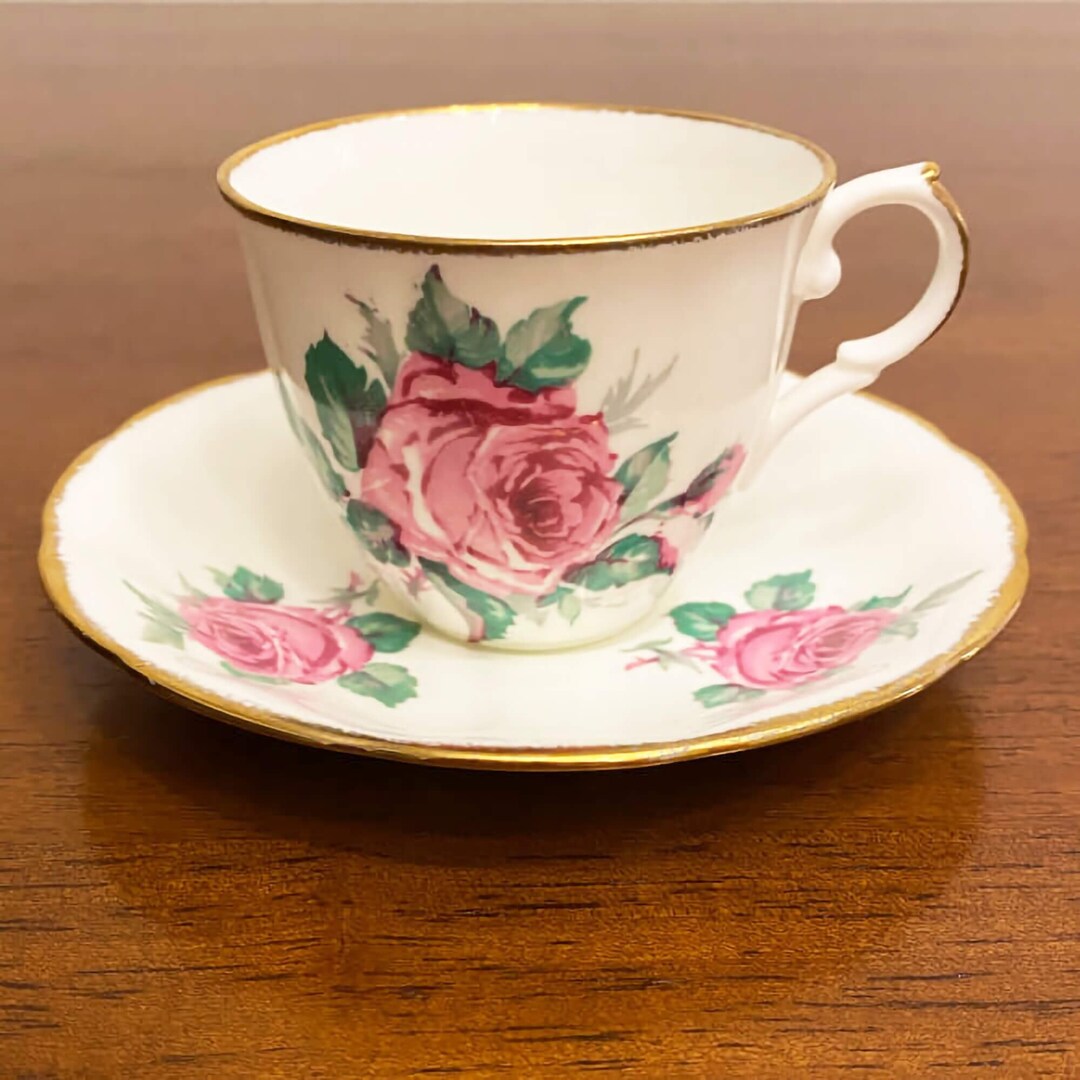 Jason Bone China Pink Rose Teacup and Saucer Set J544. Gold - Etsy